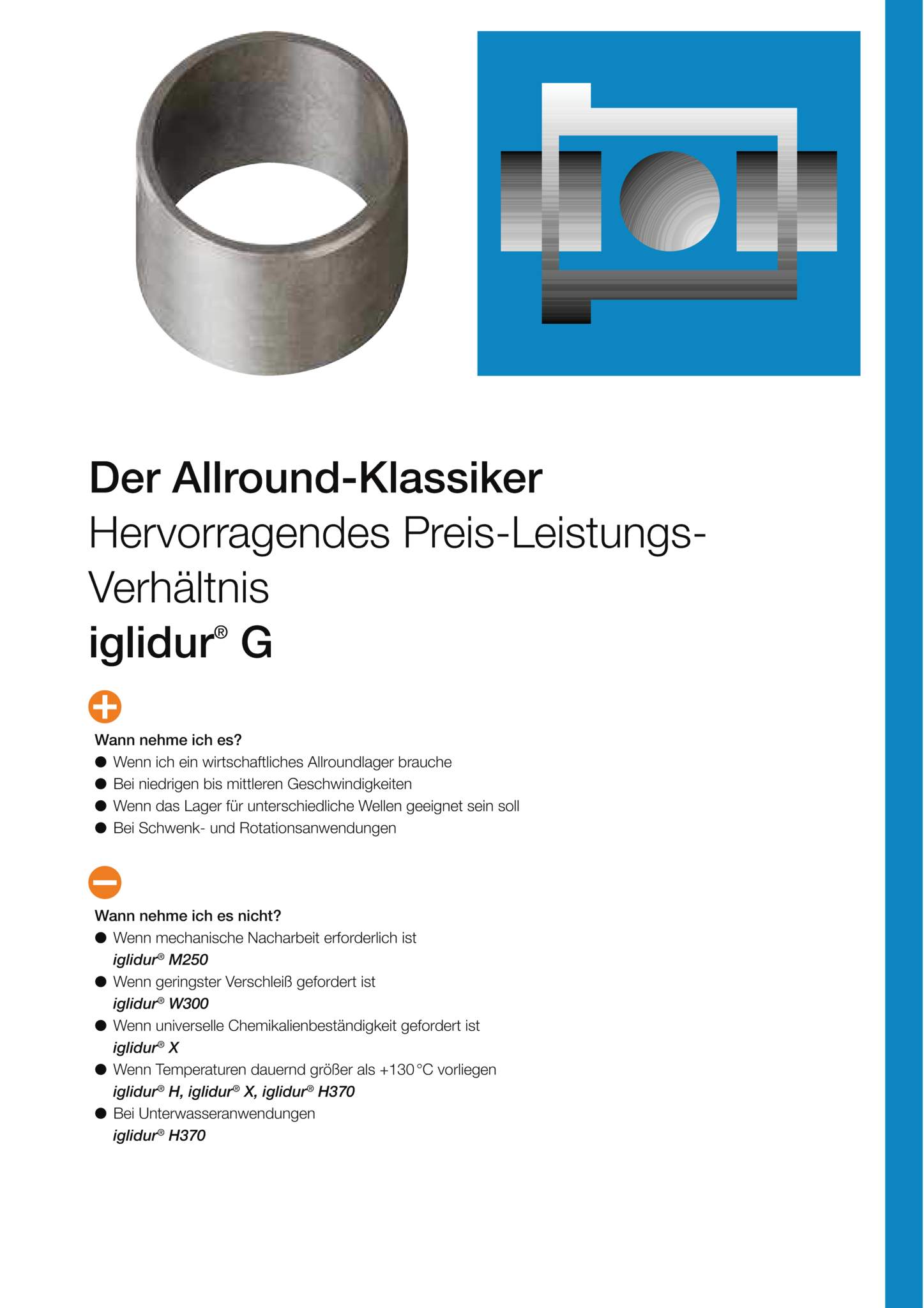 iglidur® G, zylindrisches Gleitlager mit Bund, mm - GFM
