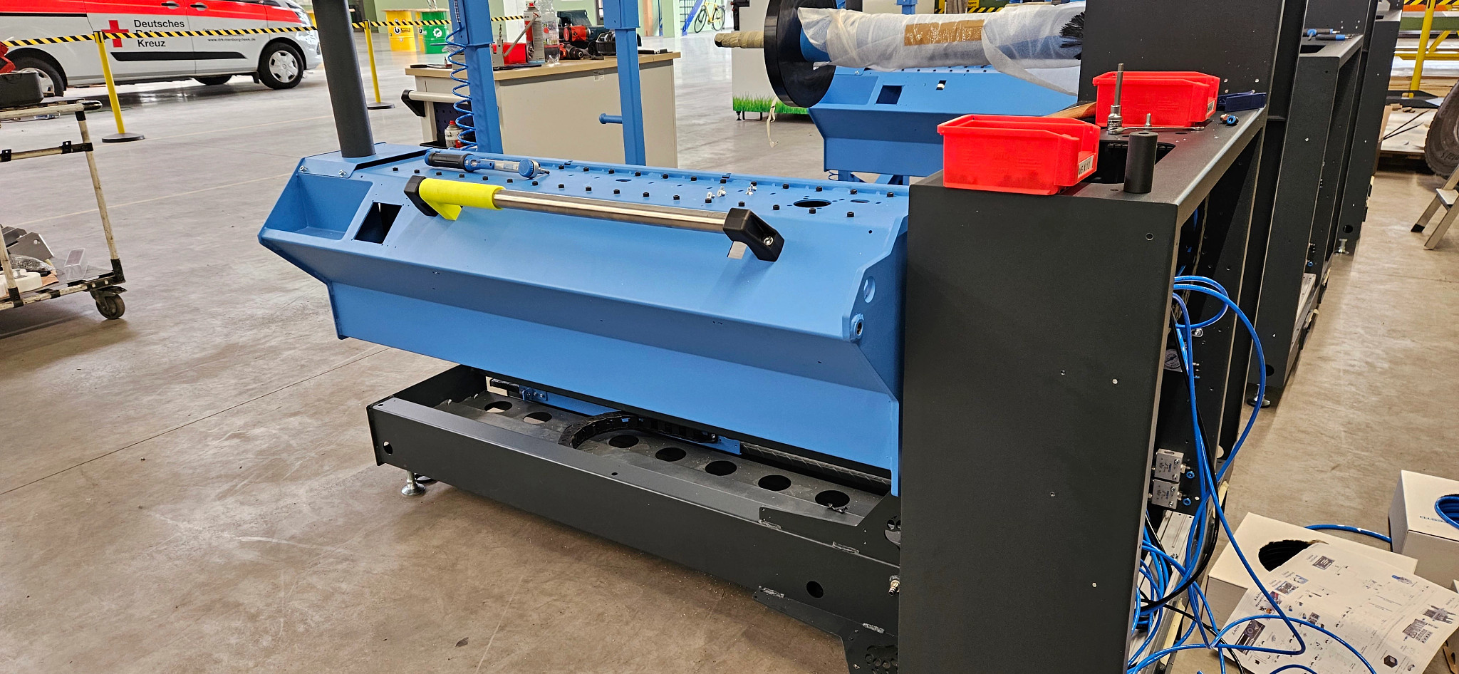 e-chains and cables in a machine for regrooving truck tires.