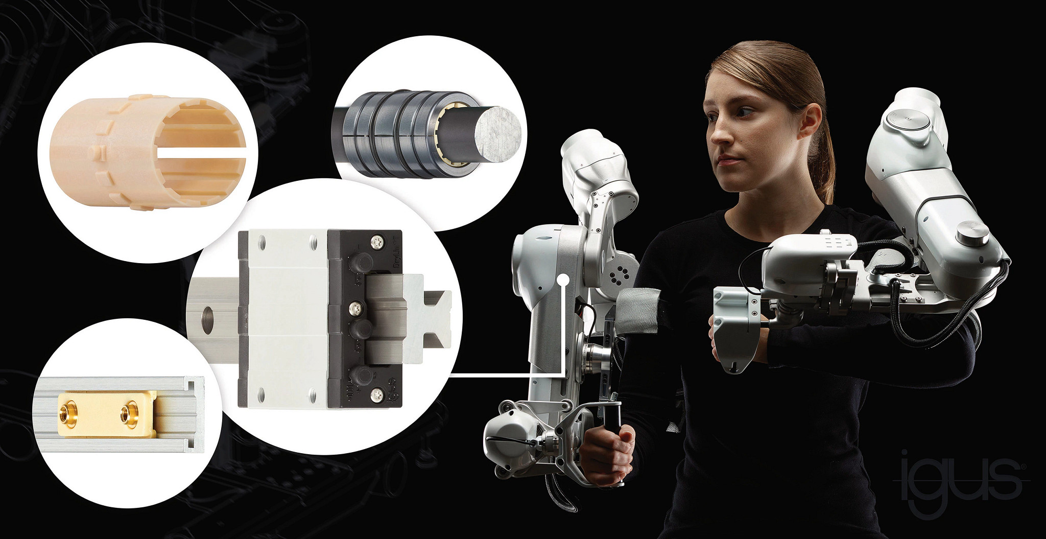 Exoskeleton with drylin linear guides