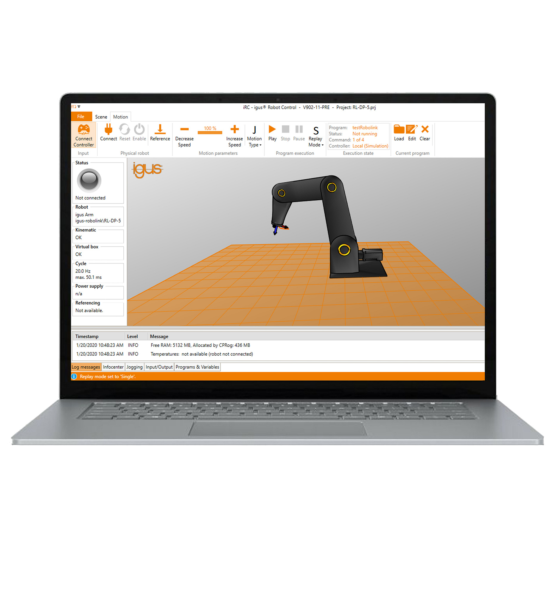 Robot control system with the igus® Robot Control