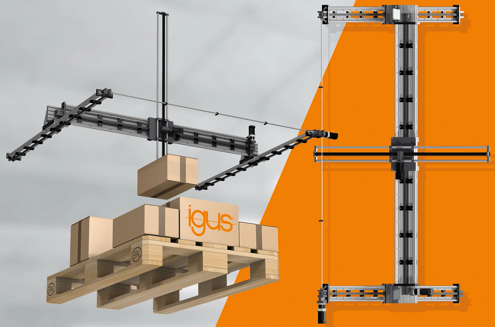 Large XYZ Palletizing Gantry Robot for Heavy Load Applications | igus ...