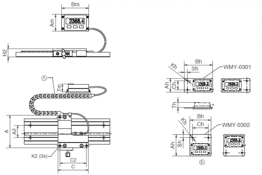 drylin® W measuring system with positionable display
