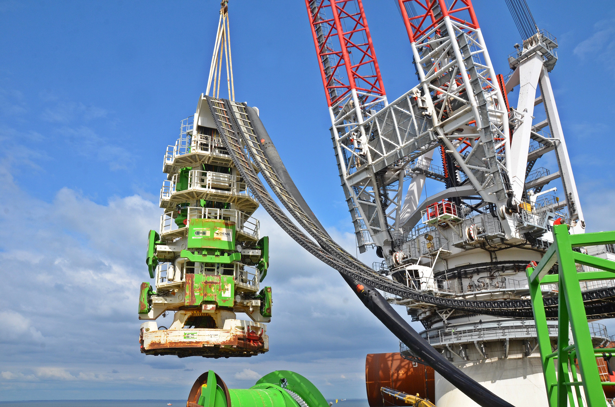 Offshore energy chain: cable guidance on a wind farm drilling rig ...