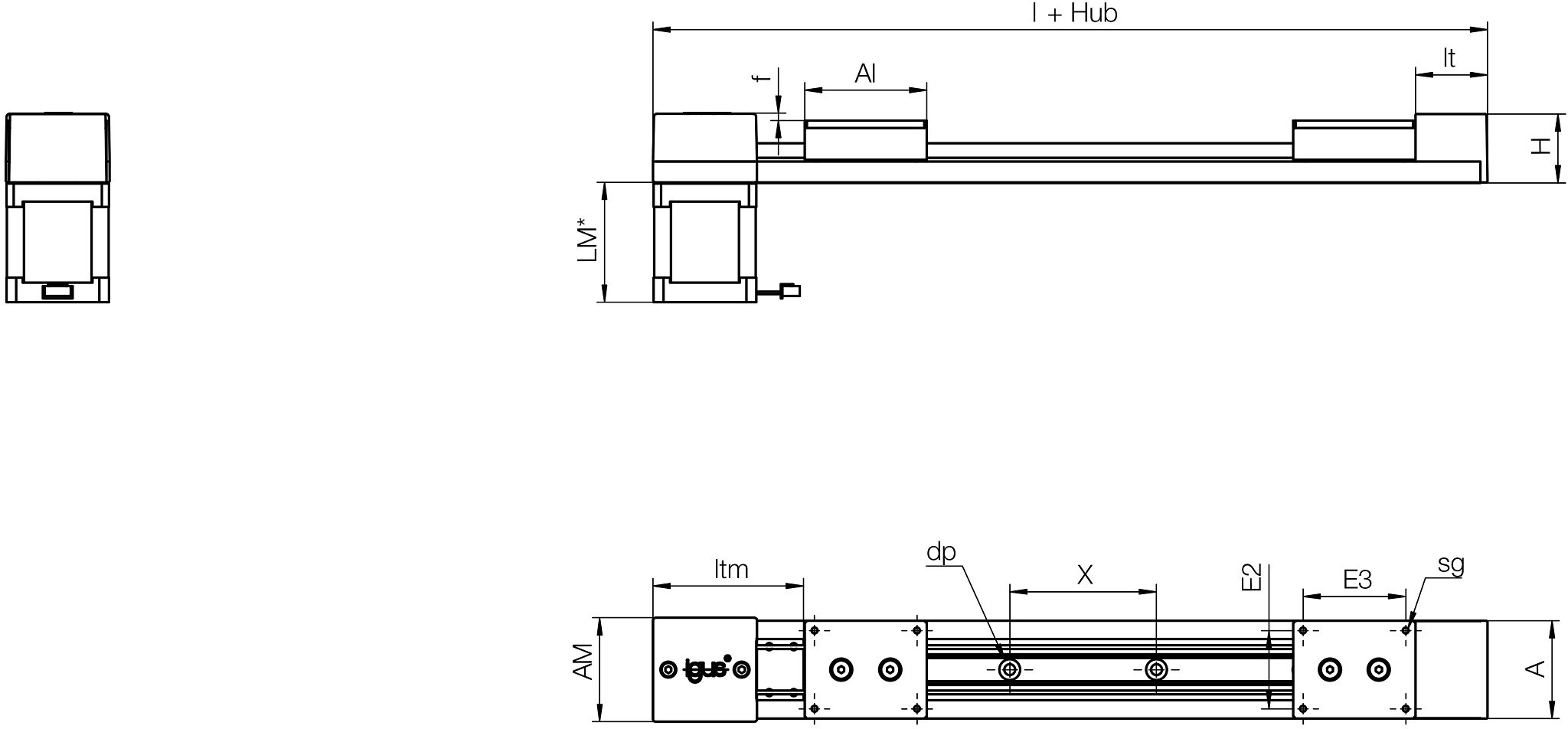 Counter-rotating toothed belt axis ZLN-40-OD