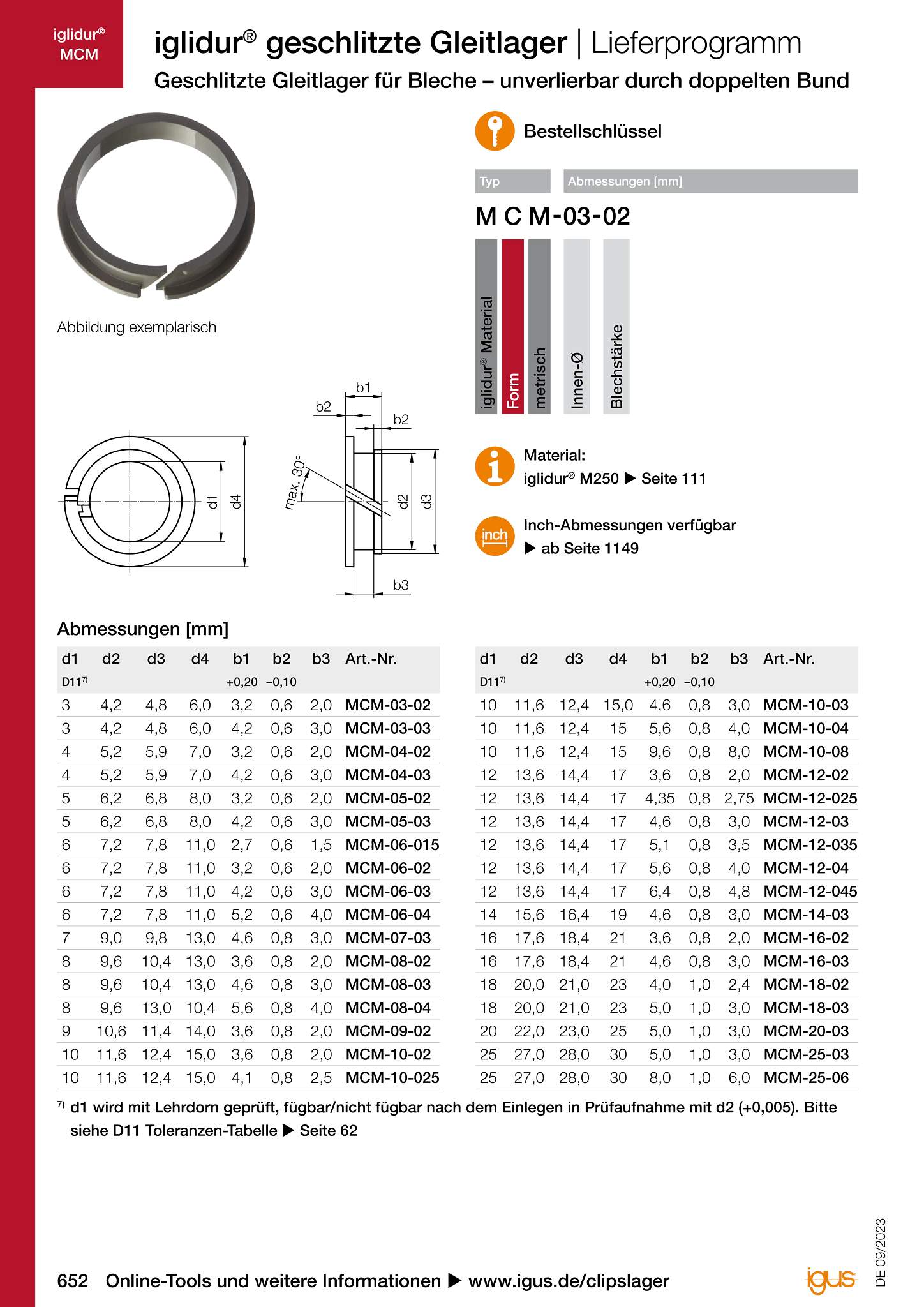 iglidur® M250, double flange bearing, MCM, mm