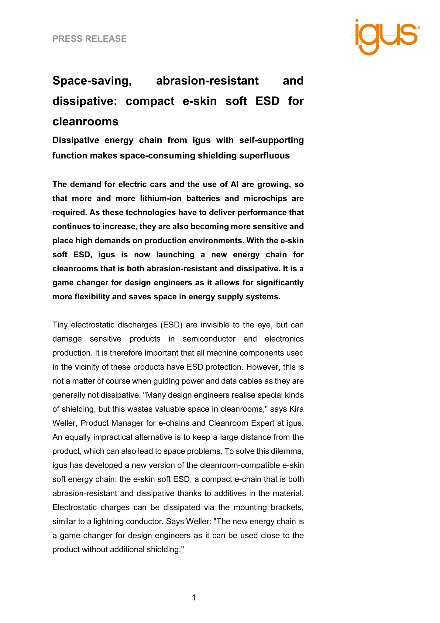 Space-saving, abrasion-resistant and dissipative: compact e-skin soft ...