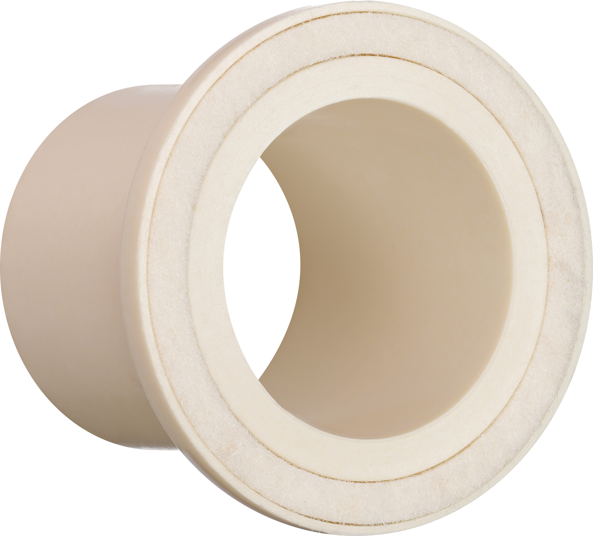 Lubrication-free plain bearing with a felt seal prevents dirt from ...