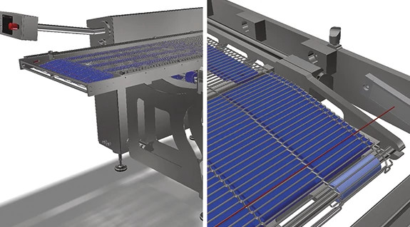 Lubrication-free and low-noise knife-edge rollers in conveyor system ...