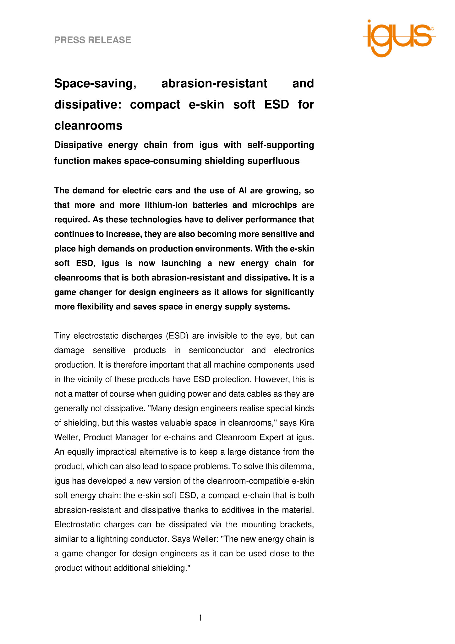 Space-saving, abrasion-resistant and dissipative: compact e-skin soft ...