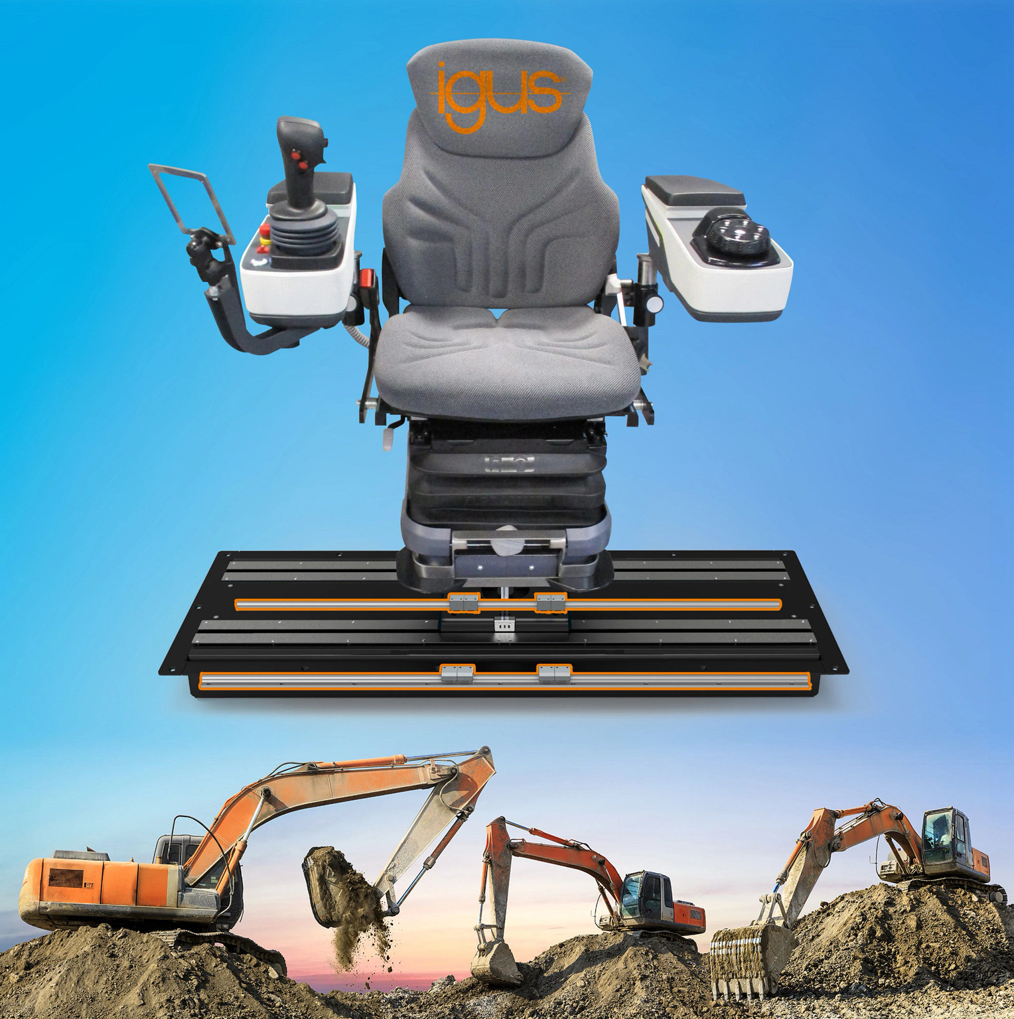 Onderhoudsvrije lineaire rails in bestuurdersstoelen voor bouwmachines ...