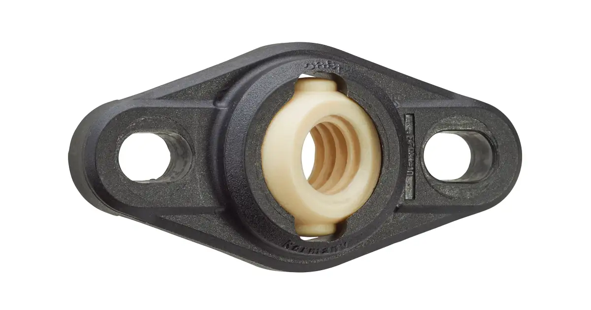 drylin® spherical high helix lead screw nut with flange housing, EFOM