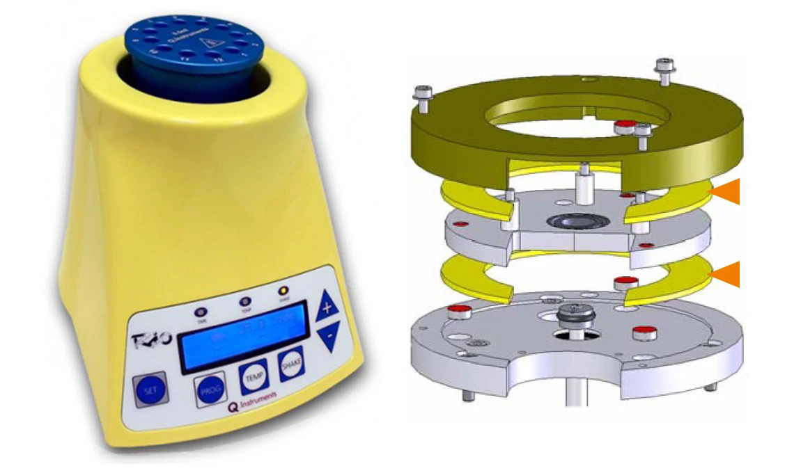 Maintenance-free thrust washers for thermal shakers in the laboratory