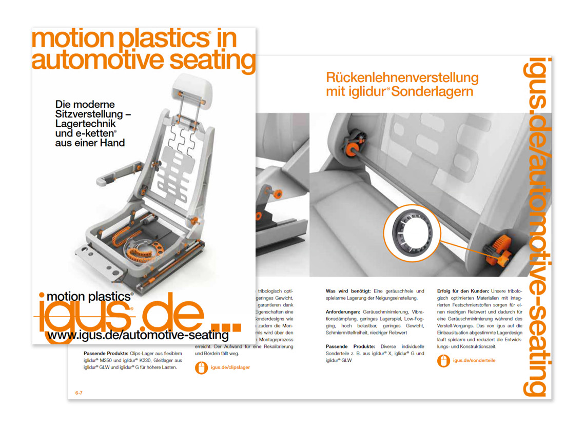 Bearings and energy chains in seat adjustment | igus®