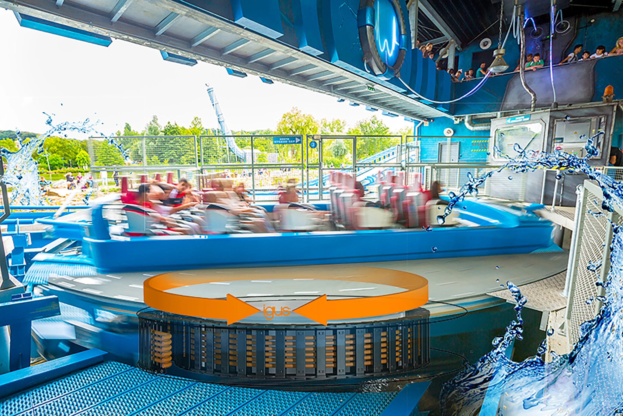 MACK rides power splash uses e-chain circular module