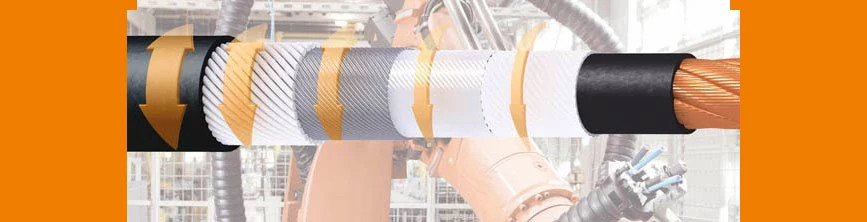 Torsion cables for use in industrial robots