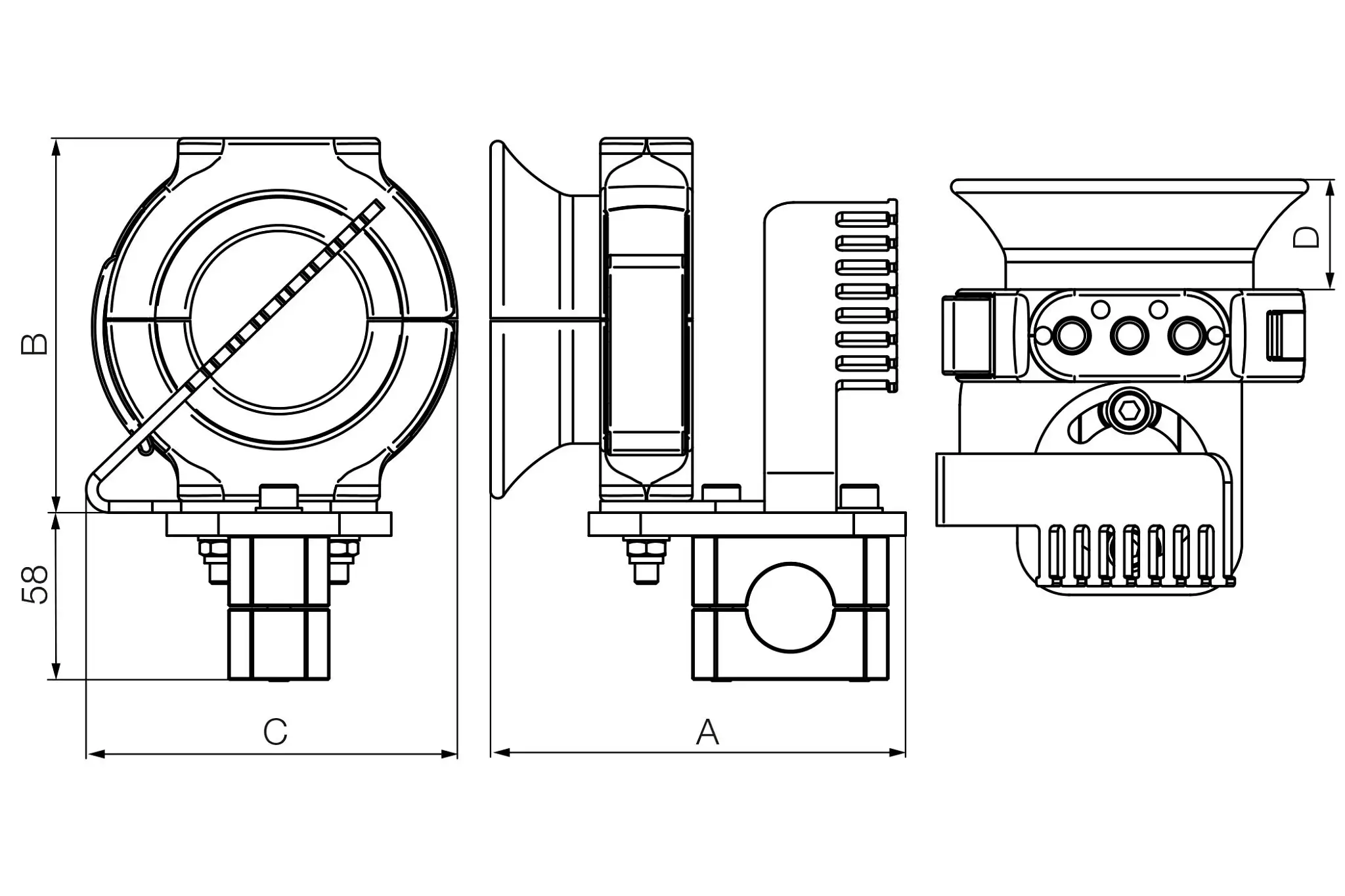 Strain relief bracket for compact connection clamp axis 6