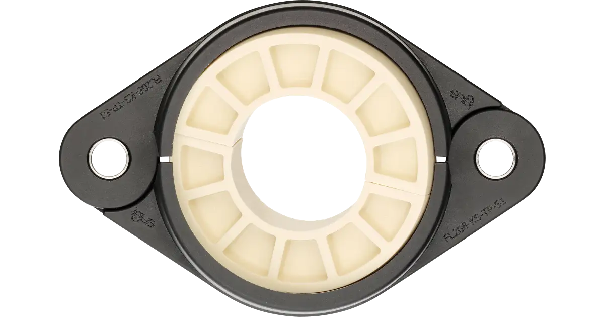 Split 2-hole flange bearing with bearing insert, compact